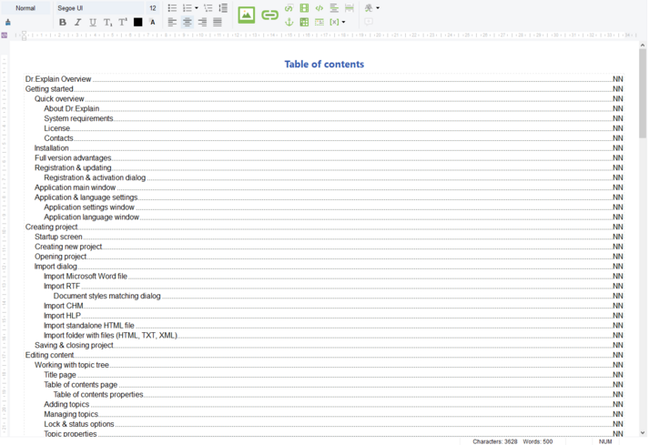 Table Of Contents Page