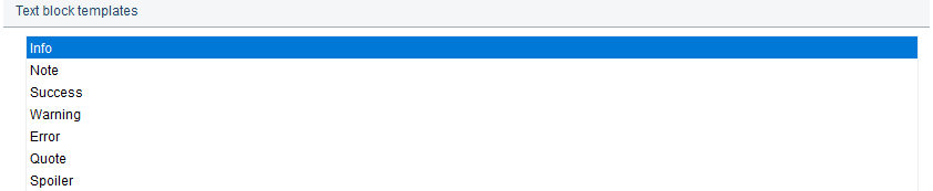 Text block templates