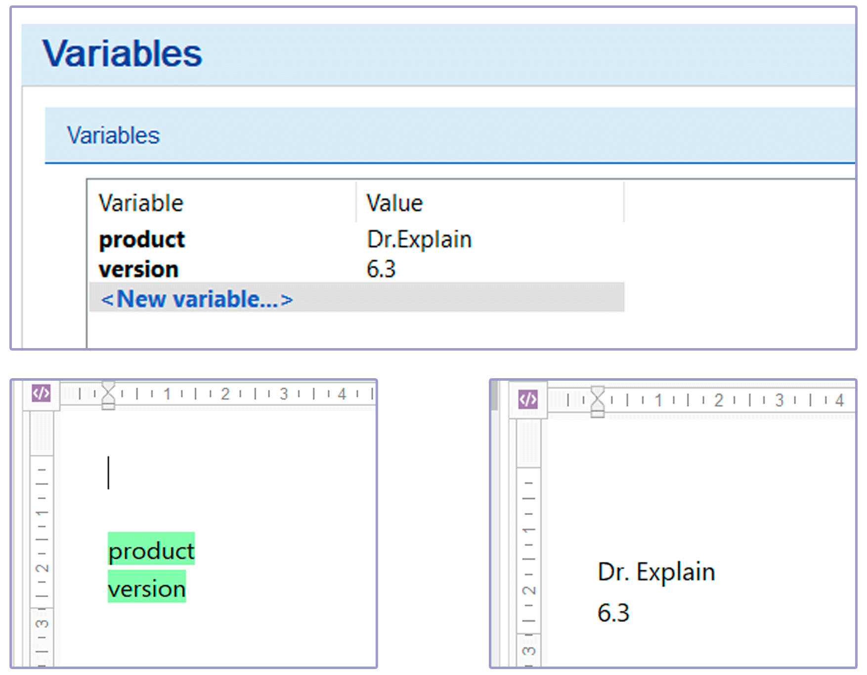 Macro-variables - Fonctionnalités principales de Dr.Explain